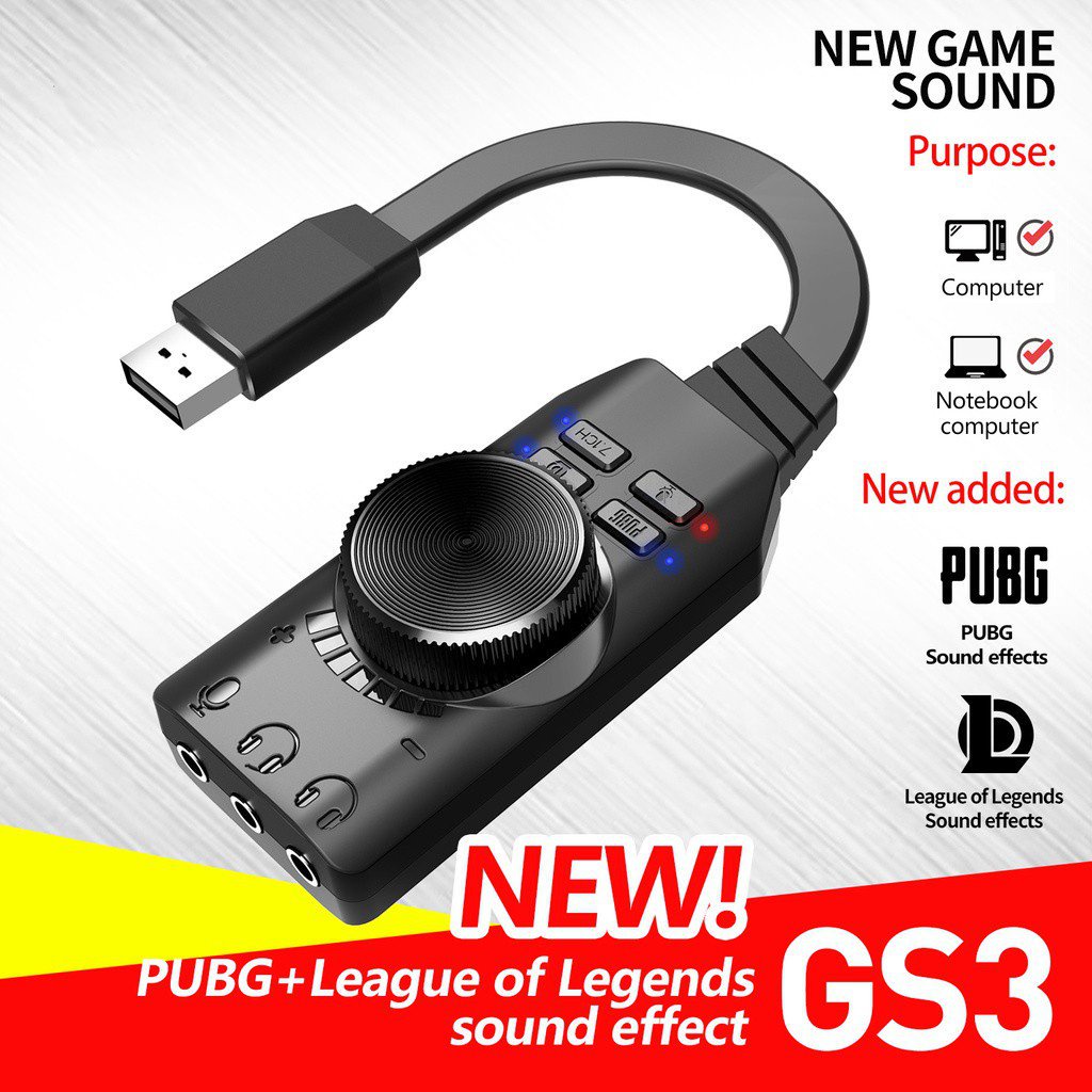 GS3 7.1 Channel USB Game Sound Card Virtual Audio Board External ...