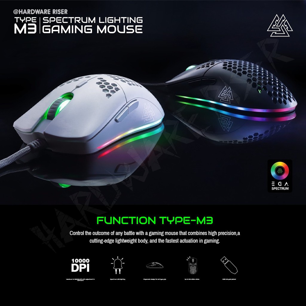 EGA Type M3 - Macro Gaming Mouse เบามาก มี 2 สีให้เลือก ดำ ขาว ประกัน 2 ...