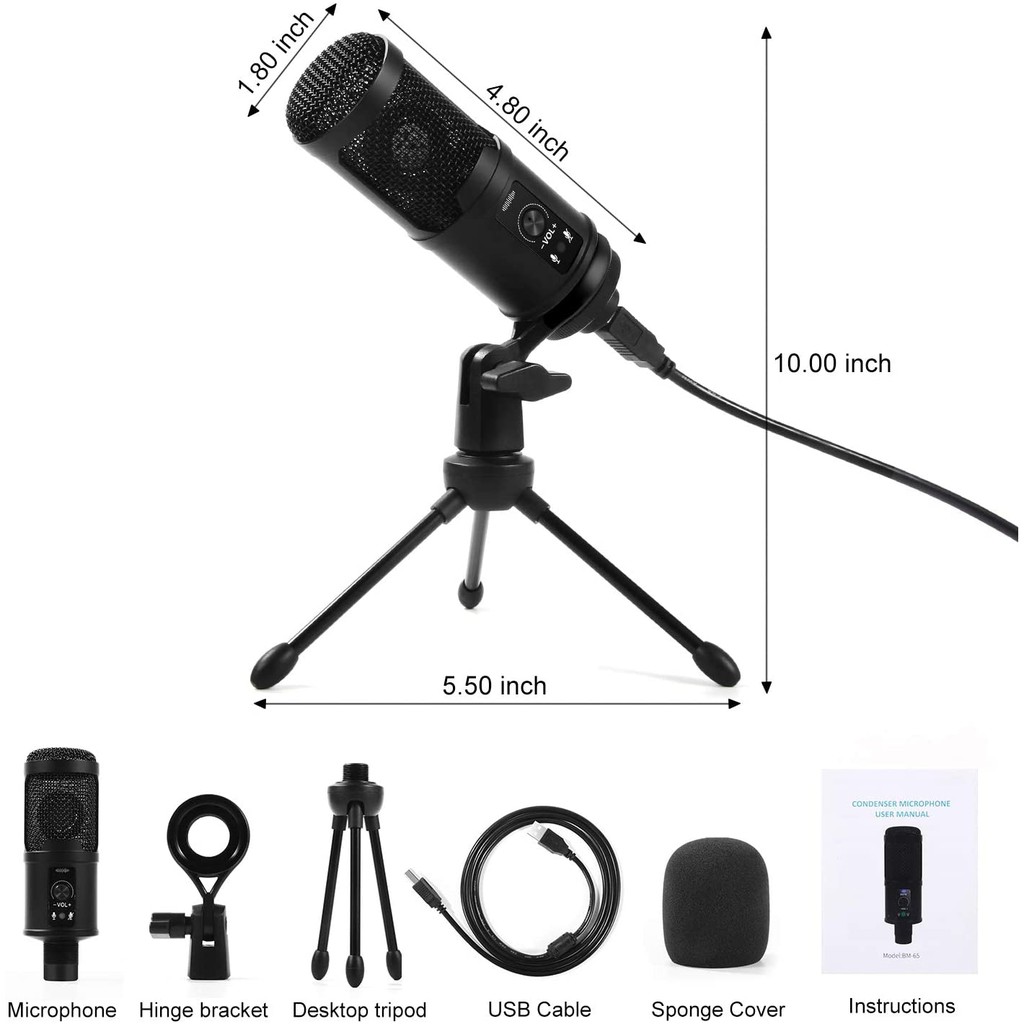 Condenser Microphone for PC Computer Streaming studio USB Microphone ...