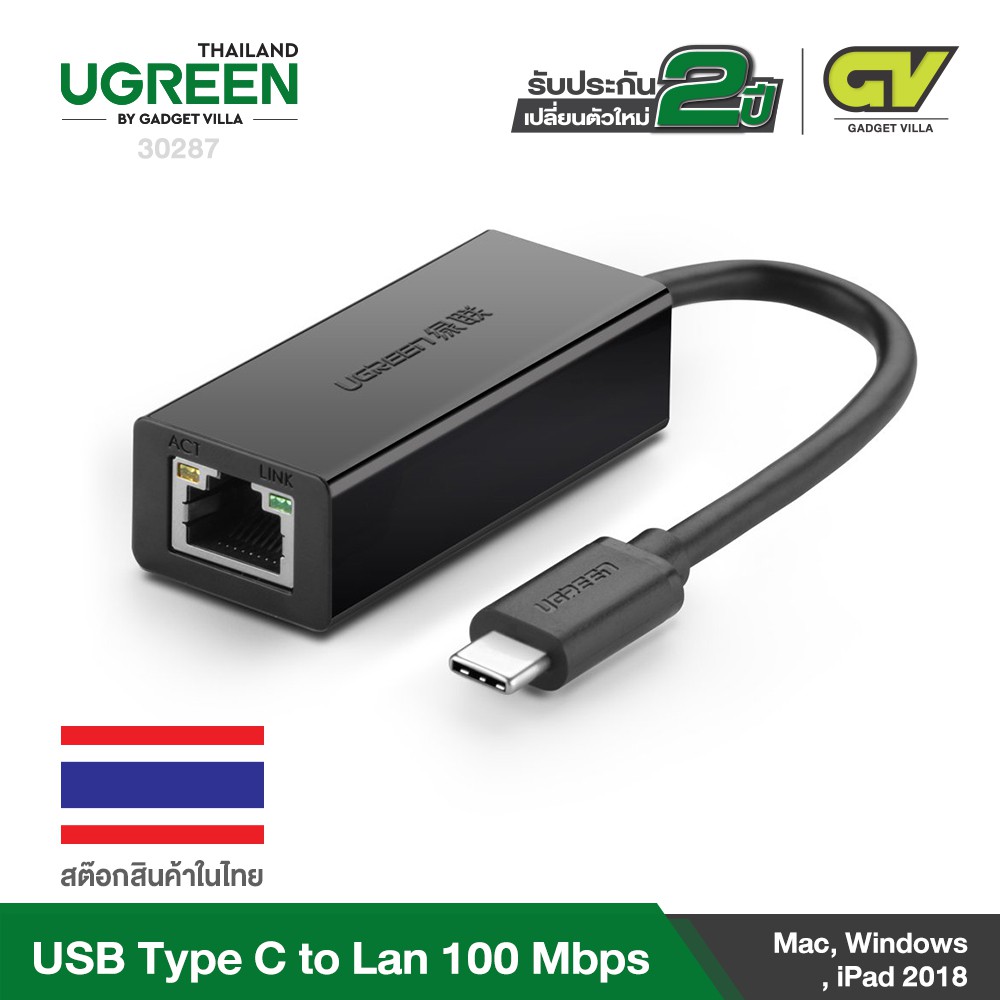 UGREEN USB C to LAN 10/100Mbps ตัวแปลง Type C เป็น Lan (RJ45) รุ่น ...