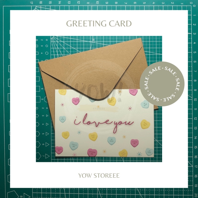 (Yow Card) การ์ดอวยพร พร้อมซองจดหมาย สีน้ําตาล I Love You ILY ...