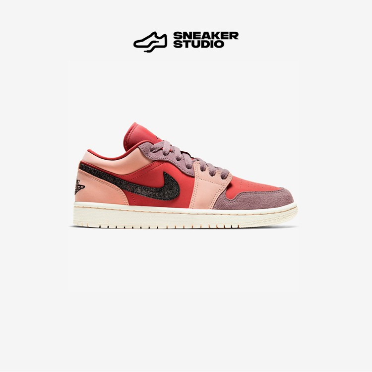Air Jordan 1 Low AJ1 Milk Tea with Red Beans Pink Purple Stitching Low ...