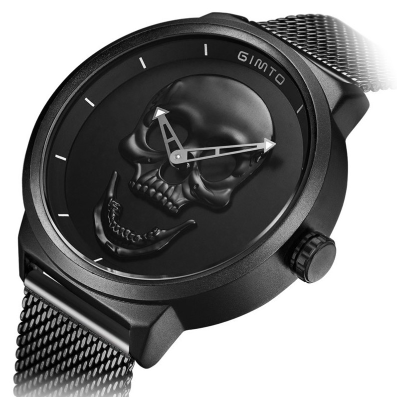 LIGE Skull Watch LIGE9876 Punk 3D Skull Men Watch LIGE