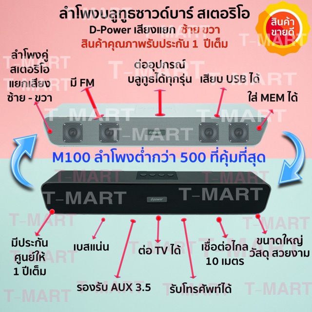 ลำโพงบลูทูธ D Power M77 ถูกที่สุด พร้อมโปรโมชั่น ก.ค. 2025 | BigGoเช็คราคาง่ายๆ