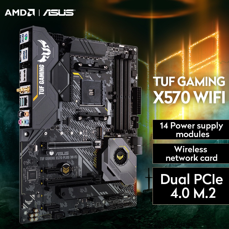 ASUS TUF GAMING X570-PLUS (WI-FI) Computer Motherboard Support CPU ...