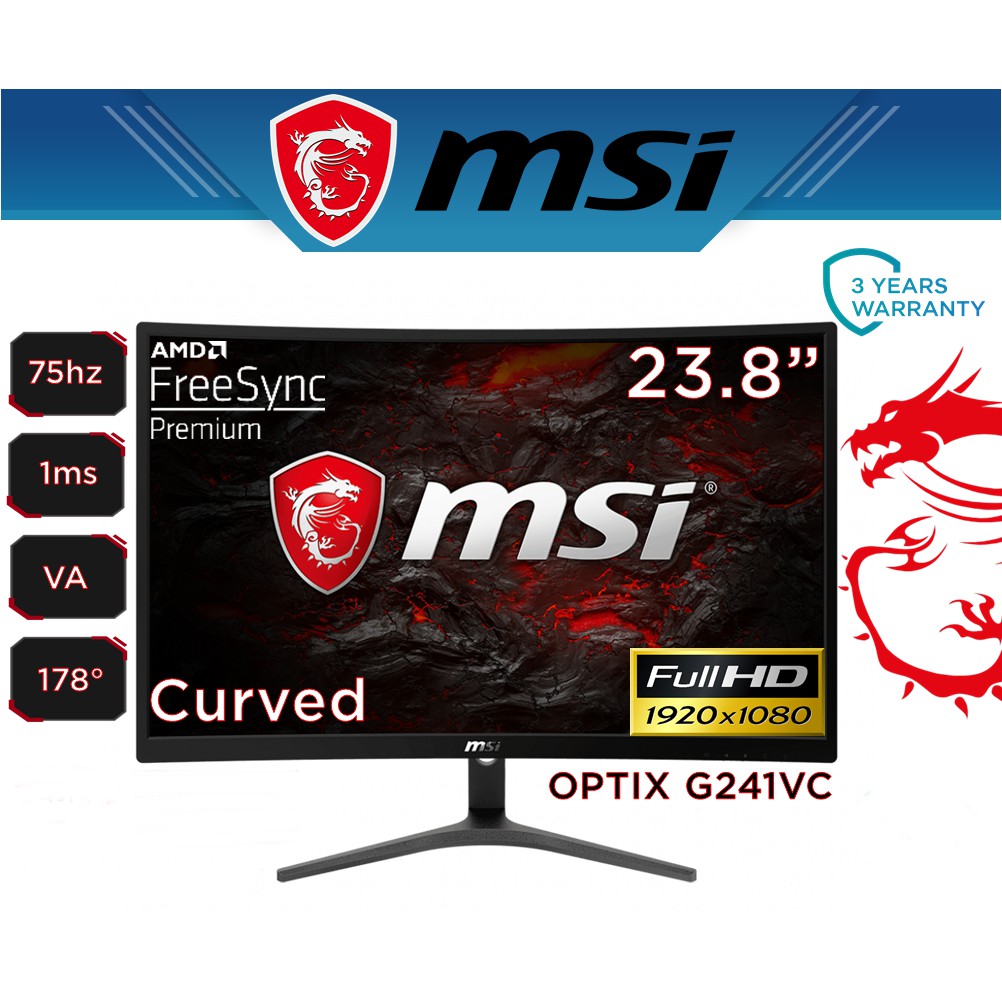 โปรแรง4.4MONITOR (จอมอนิเตอร์) MSI OPTIX G241VC 23.6 (VA 75Hz) Warranty ...
