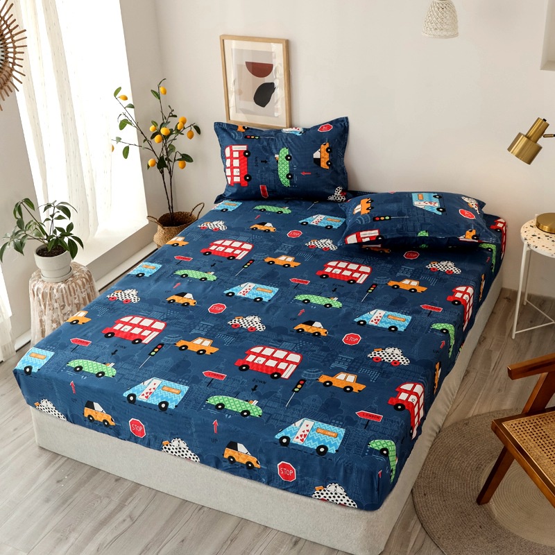 (New On Product)1pcs 100%Polyester Printed Fitted Sheet Mattress Cover ...