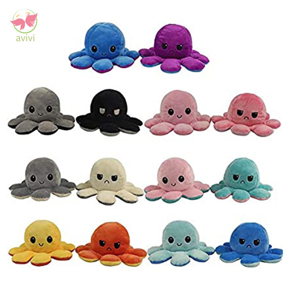 Cute Octopus Plush Toys Double-sided Flip Octopus Soft Reversible ...