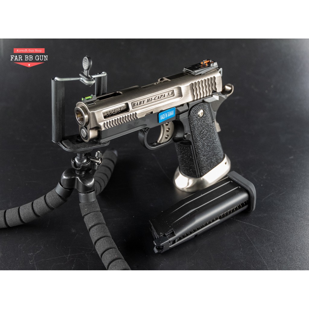 ของเล่น บีบี กัน WE HI-Capa 3.8 Custom (Semi-Auto) เฟรมดำ สไลด์เงิน ...