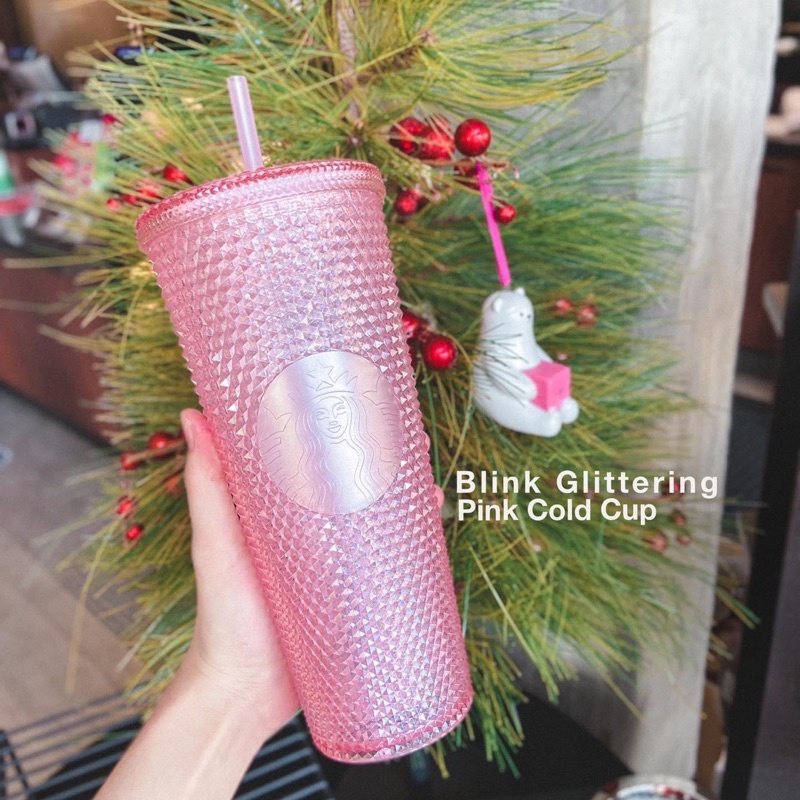 Starbucks Bling Glittering Pink Cold Cup แก้วหนามชมพูกลิตเตอร์ ...