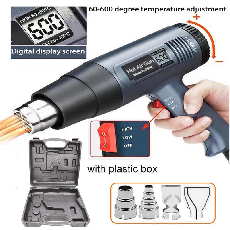 Heat Gun Kit with Portable Carrying Case 2000W Industrial Hair dryer ...