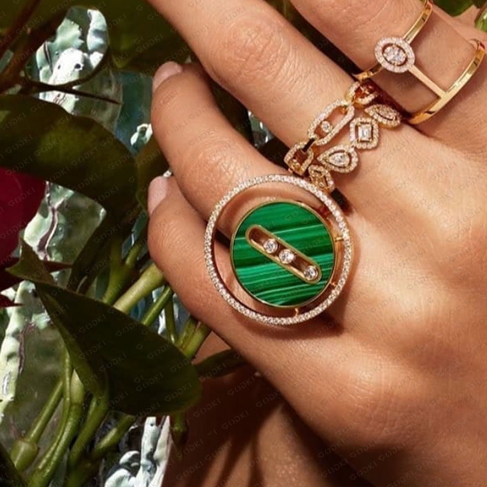 GODKI 2022 Trendy Round Shape Charms Cubic Zircon Statement Ring for ...