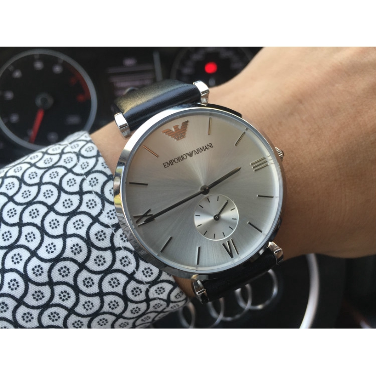 อาร์มานี่แท้ Armani นาฬิกาผู้ชายนาฬิกาสายเหล็กบางเฉียบสีดำหน้าปัดนาฬิกา ...