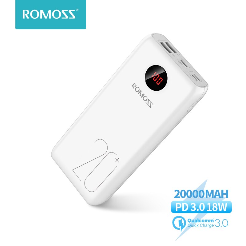 Original Power Bank 20000mAh ROMOSS 18W Fast Charge Powerbank Type C ...