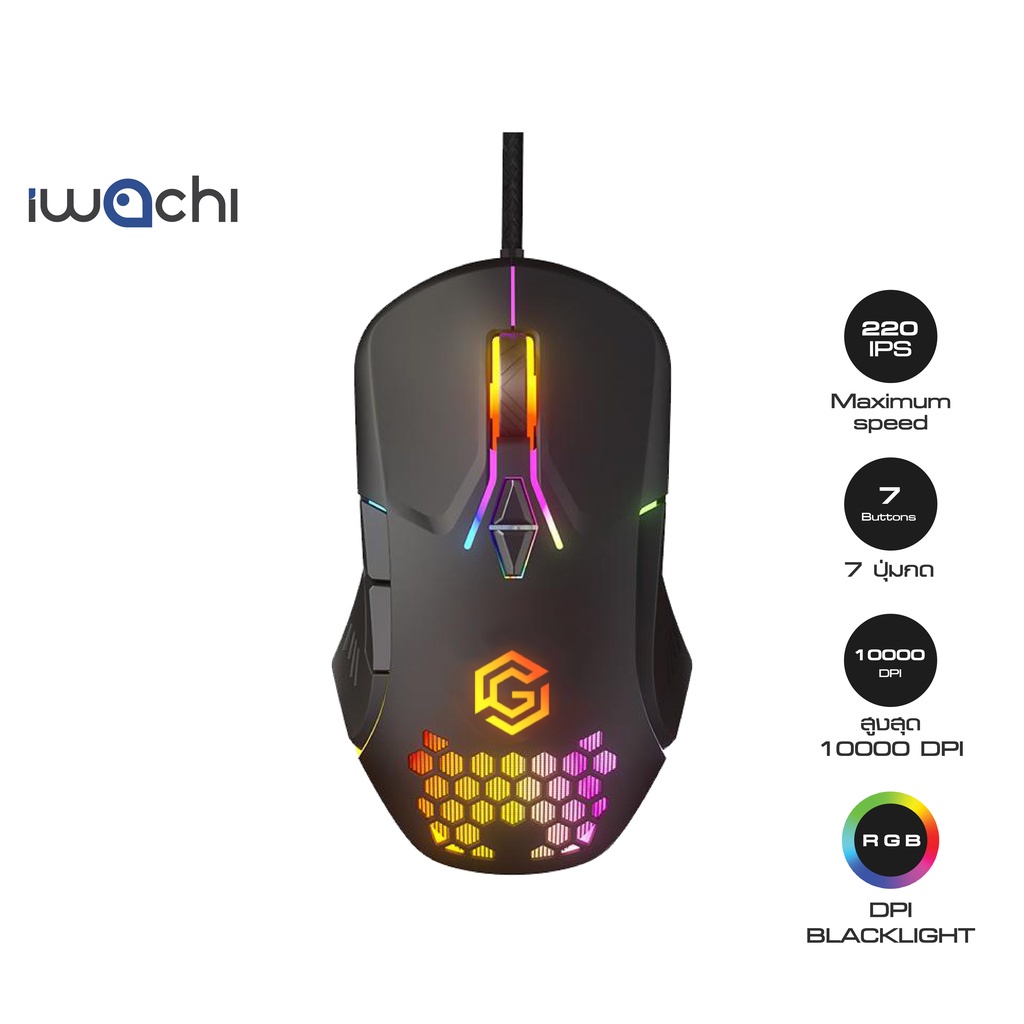 IWACHI Gaming Mouse G2 เมาส์เกมมิ่ง Gaming Gear Series เมาส์แบบมีสาย ...