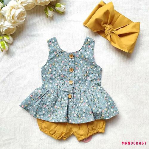 MG-Toddler Kid Baby Girl Clothes Ruffle Tops Pants Shorts Headband ...