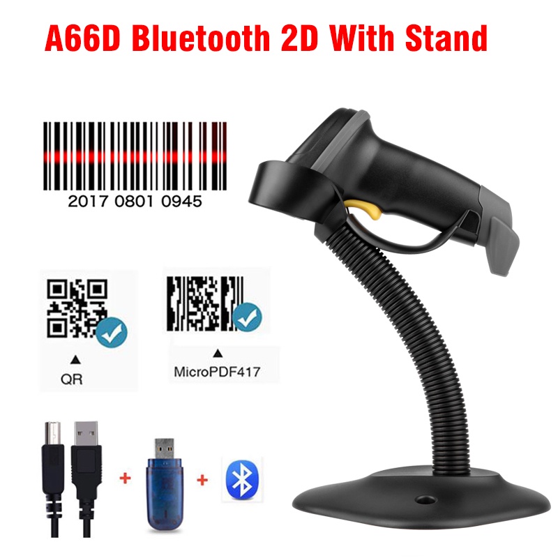 Wireless Barcode Scanner 2.4G Bluetooth Bar Code Reader With Stand Base ...