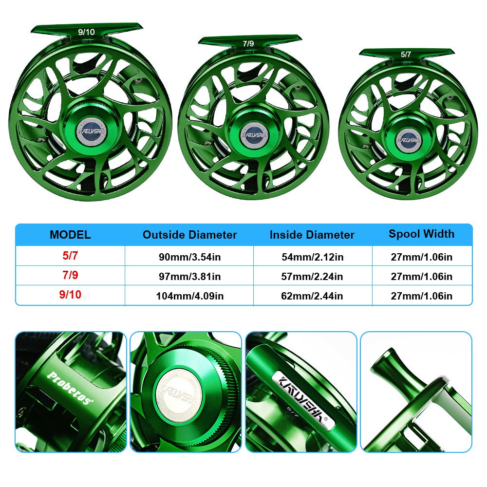 PROBEROS อลูมิเนียม Fly Fishing Reel 2 1BB Gear Ratio 11 ปรับบรรเทาตก ...