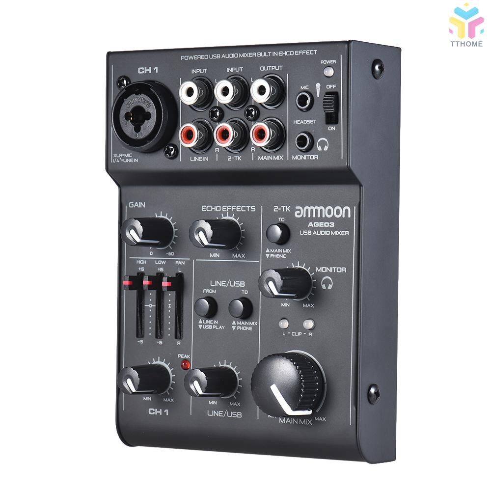 TT ammoon AGE03 5-Channel Mini Mic-Line Mixing Console Mixer with USB ...