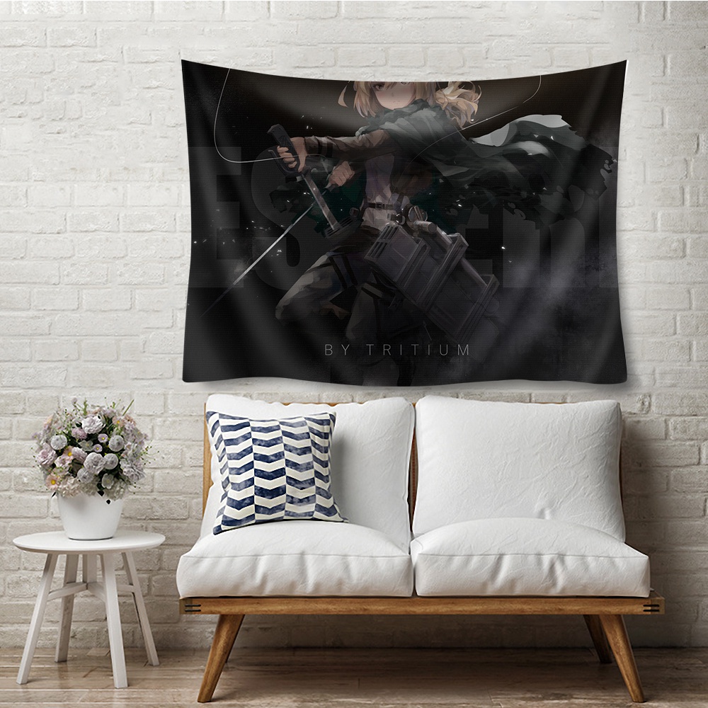 ผ้าม่าน ขนาดJapan Anime Attack on Titan Tapestry Film Tapestry Wall ...