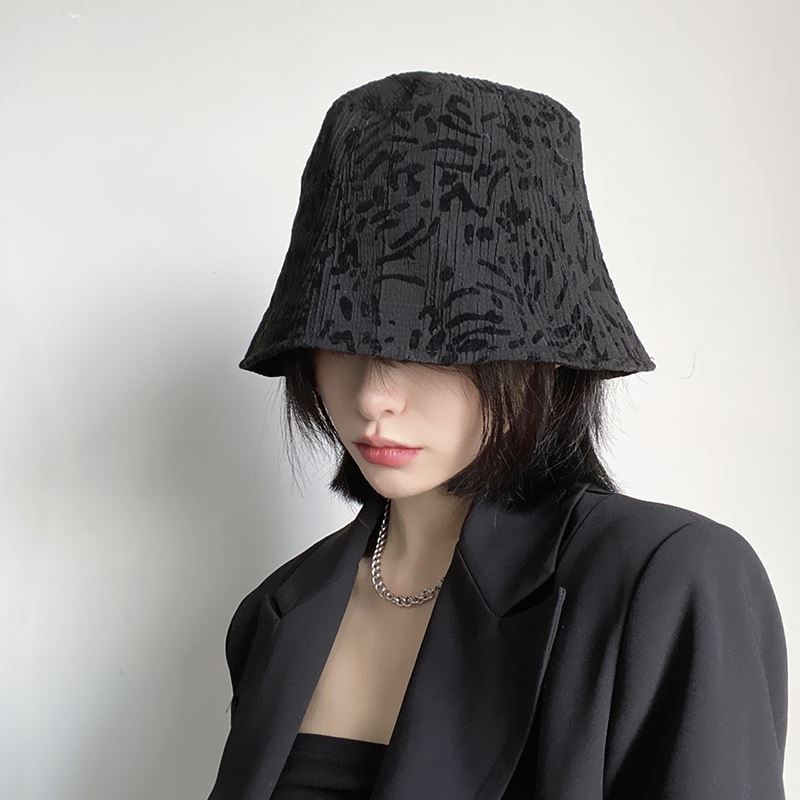 Black Japanese plain face leopard print straight barrel hat female ...