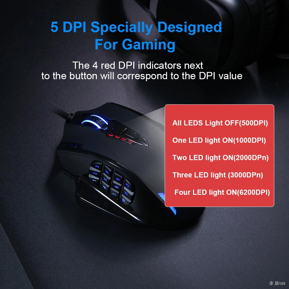 Redragon M908 Impact USB wired RGB Gaming Mouse 12400 DPI 17 buttons ...