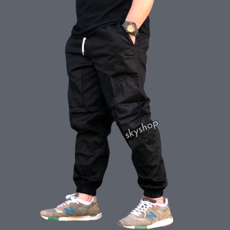 กางเกงขาจั๊ม Jogger Pants สีพื้นลายทหาร - skyth66 - ThaiPick
