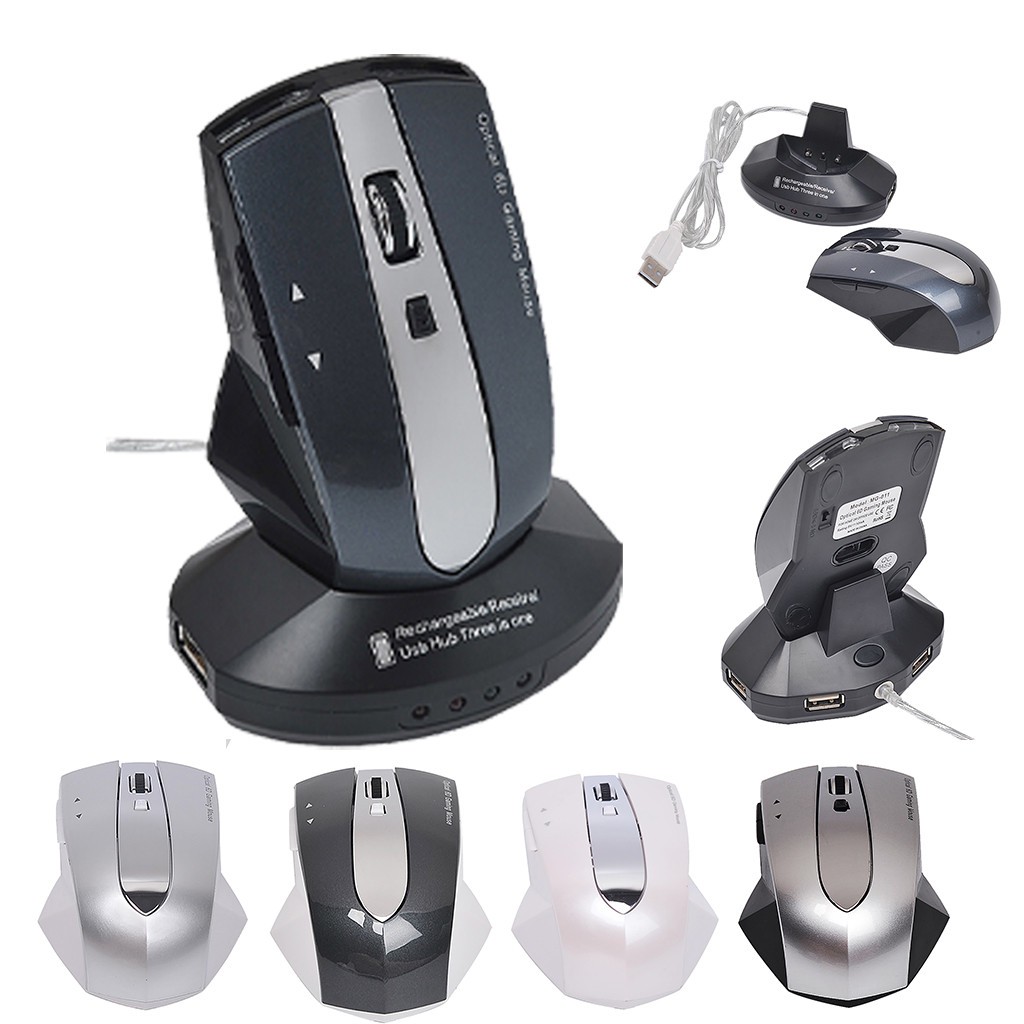 Rechargeable 2.4G Wireless Mouse Metal Noiseless Silent Click Optical ...