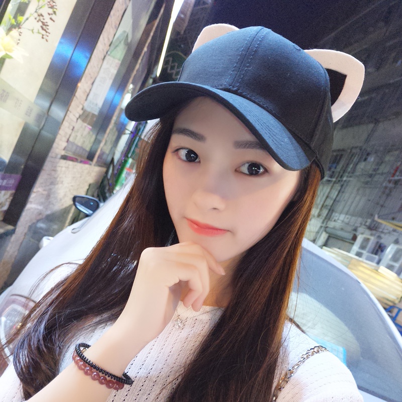 The new cat ears baseball cap for women and girl made of pure cotton ...