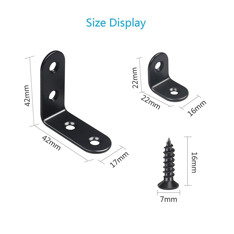 20 pcs Black L Brackets 90 Degree Angle Stainless Steel Joint Bracket ...