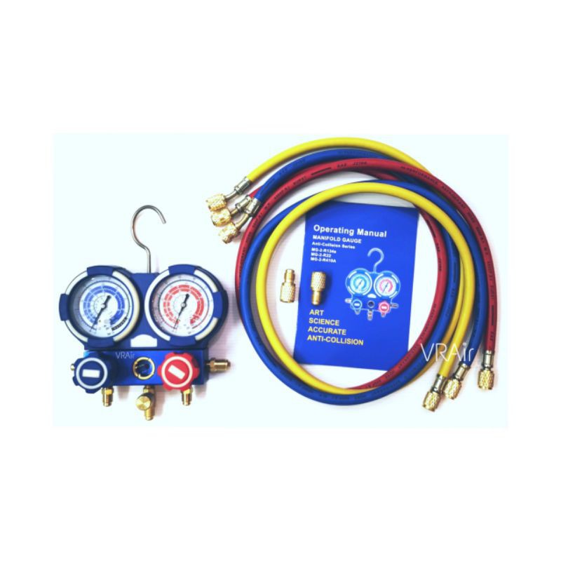 เกจวัดน้ำยาแอร์ BR Line R22-R32-R410-R134A สายยาว 3เส้น แถมหัวแปลงสาย ...