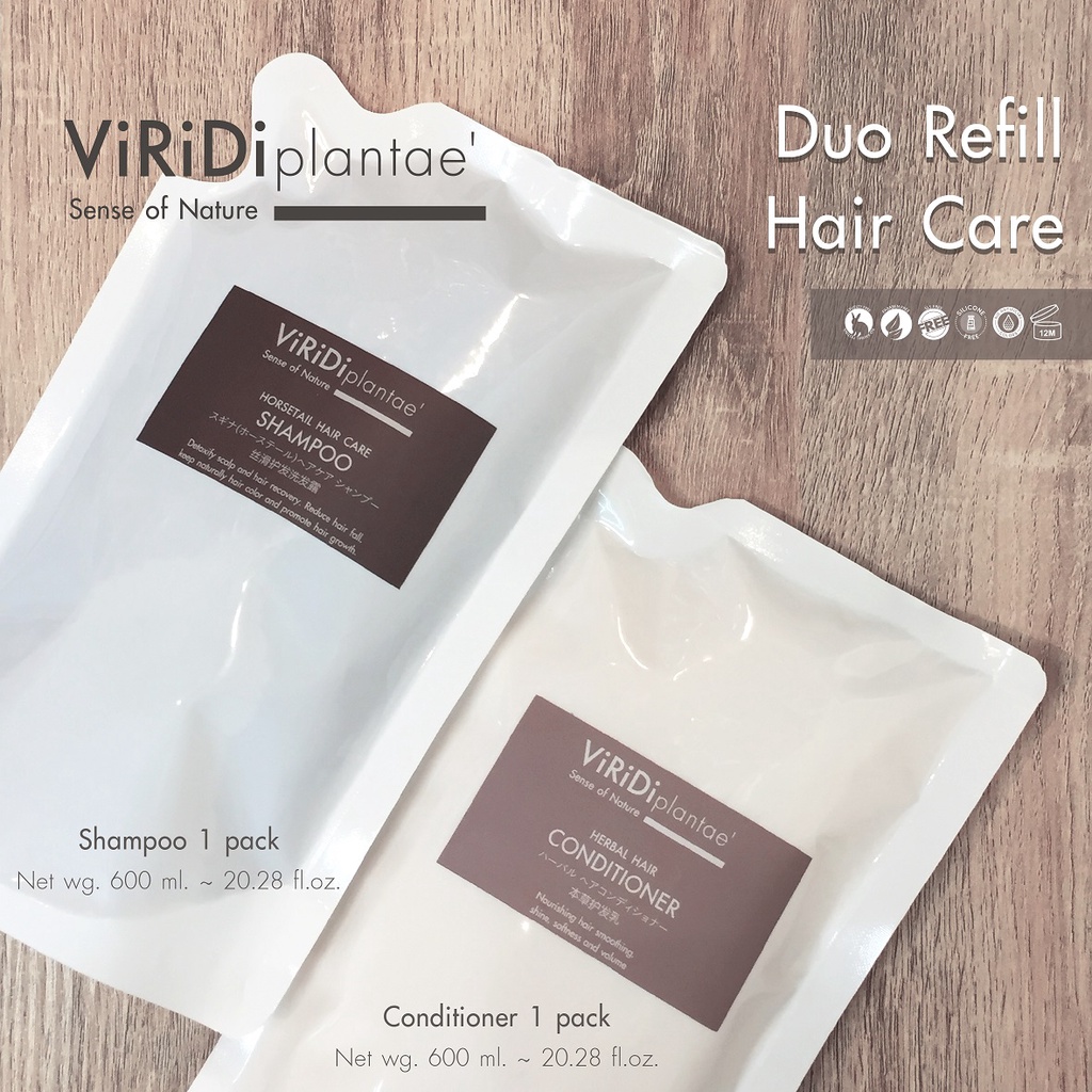 แชมพูลดผมร่วง แพคคู่รีฟิวครีมนวด - Viridi Plantae Duo Refill Hair Care ...