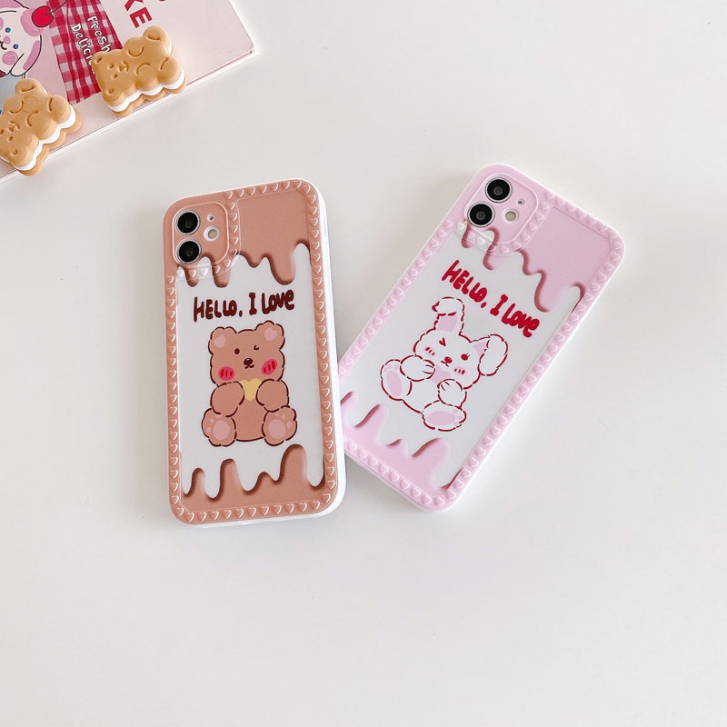 Cream Cake Bear Rabbit Casing for Iphone 13 12 11 Pro Max 6 6s 7 8plus ...