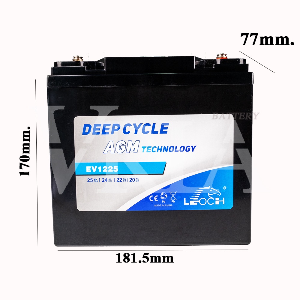 แบตเตอรี่ Leoch Deep Cycle EV1225 (12V25AH) โซล่าเซลล์ จักรยาน ไฟฟ้า UPS สกู๊ตเตอร์ ไฟฟ้า แบต ...