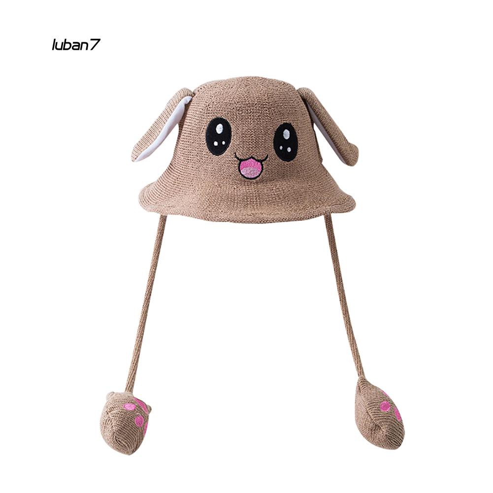 Luban♥Cute Unisex Rabbit Ear Plush Knitted Airbag Pop-up Summer Beanie ...