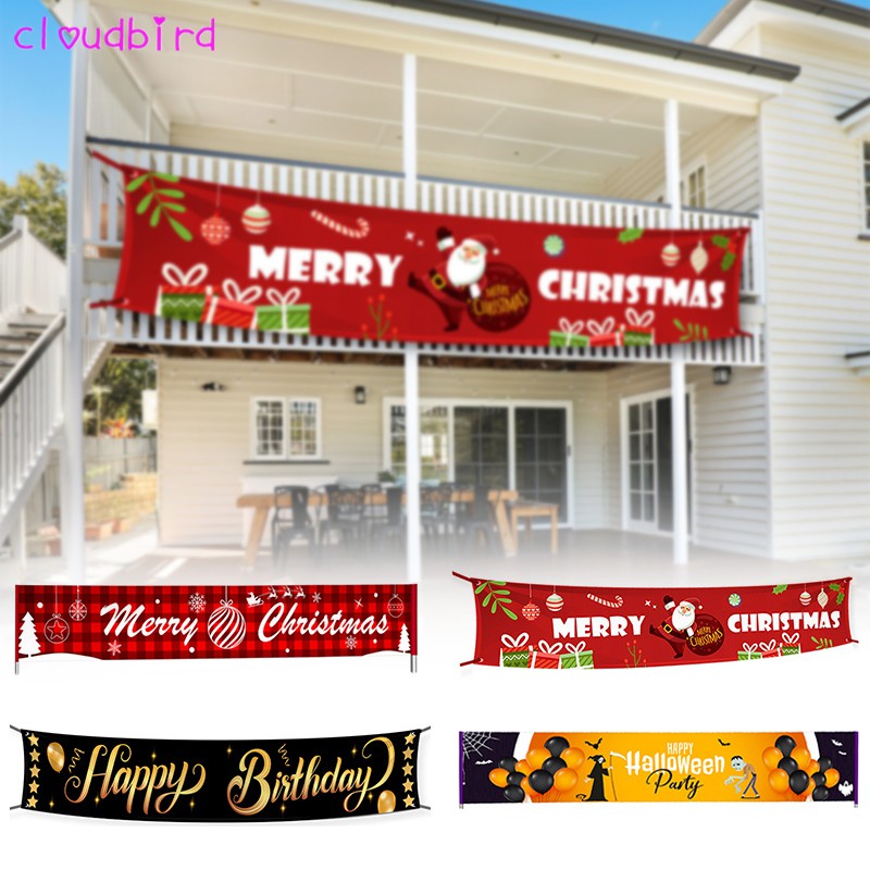 ★♈★ Holidays Banner Outdoor Red Christmas Banner Decorations Xmas Party ...