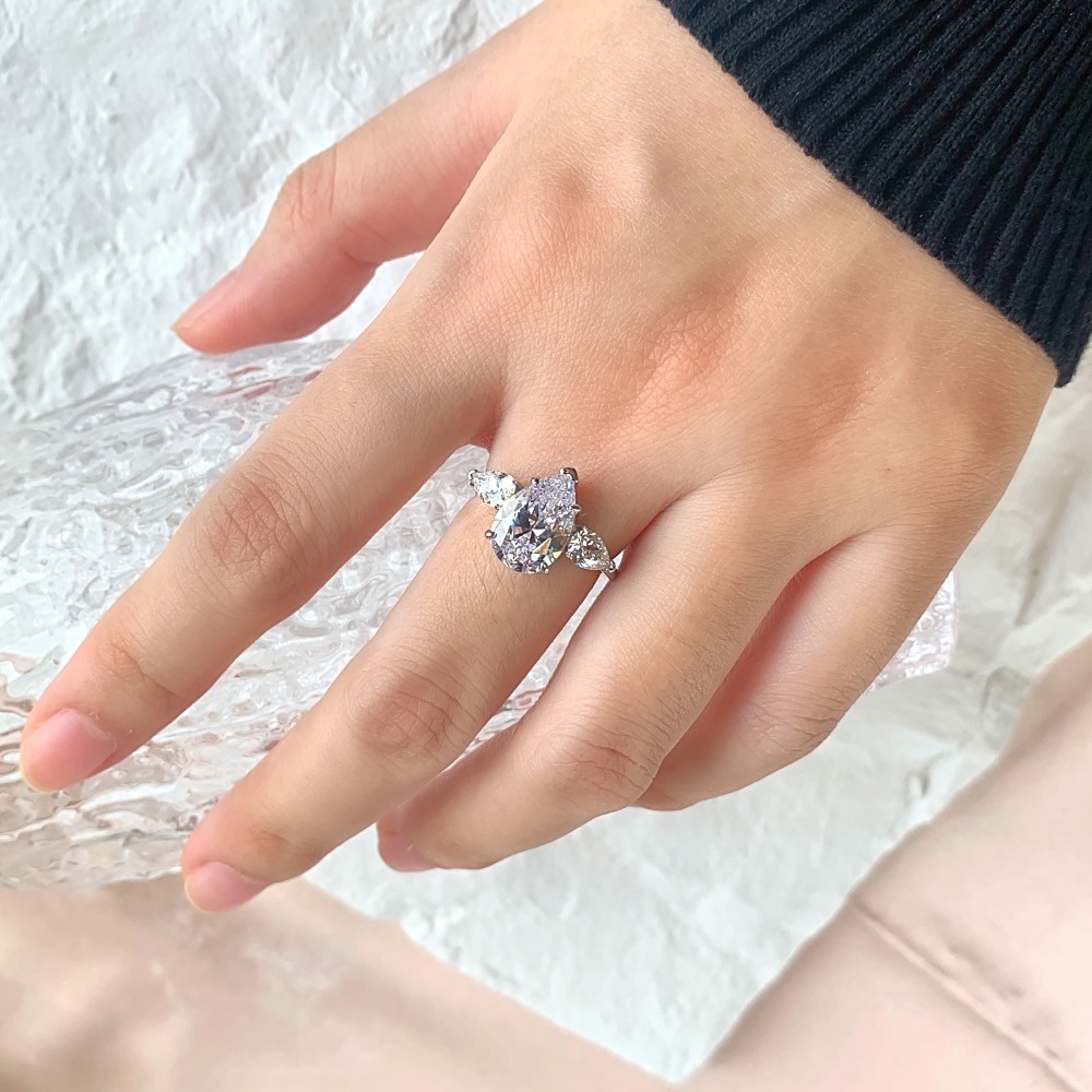 ™925 Sterling Silver Sparkling Sona Diamond Moon Stars Finger Rings for Women Couples Trendy ...