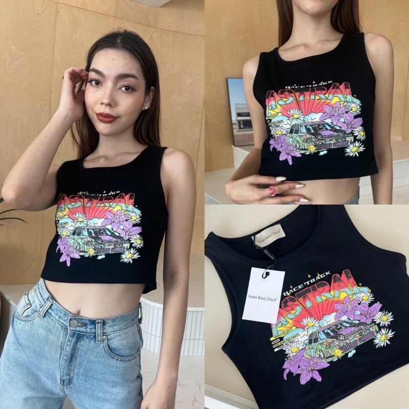 ASTRAI Crop ป้ายVALEN️ เสื้อกล้ามสกรีนลาย แบบคุณโบกี้ สุดฮิต เน็ตไอดอล ...