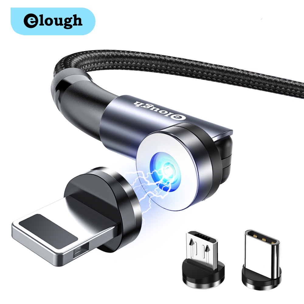 Elough 3 in 1 Fast 540 Degree Rotate Magnetic Charging Cable Micro USB ...
