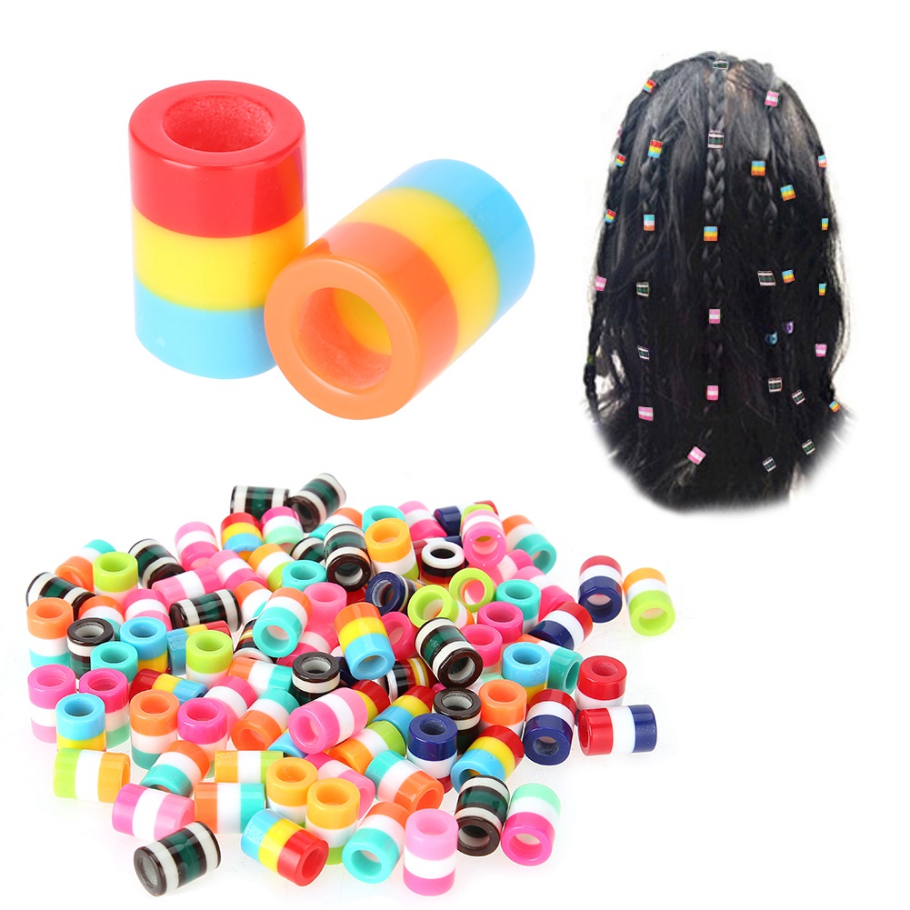100pcs Braid Beads Rings Cuff Hair Beauty Decoration Tools - uukendh.th ...