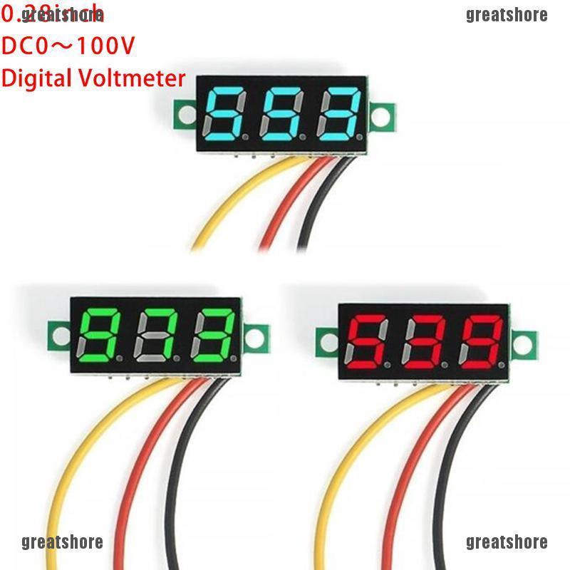 GRE DC 0-100V Wires LED 3-Digital Mini Voltmeter Meter Display Voltage P - greatshore.th - ThaiPick