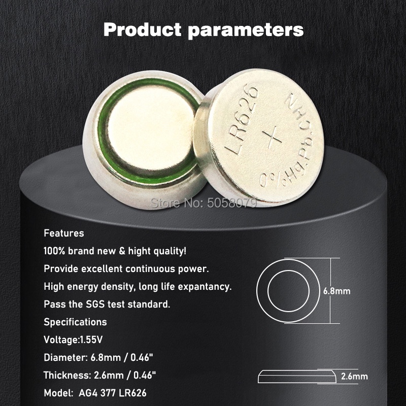 แบตเตอรี่ชาร์จ30pcspack AG4 LR626 377 Button Batteries SR626 177 Cell Coin Alkaline Battery 1 ...