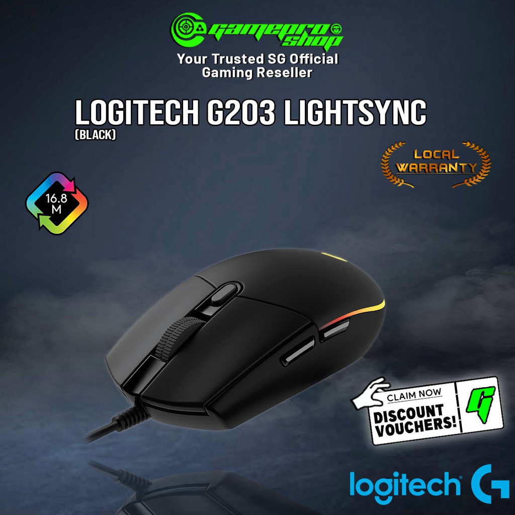 Logitech G203 Lightsync RGB Wired Gaming Mouse Black (2Y) - 910-005790 ...