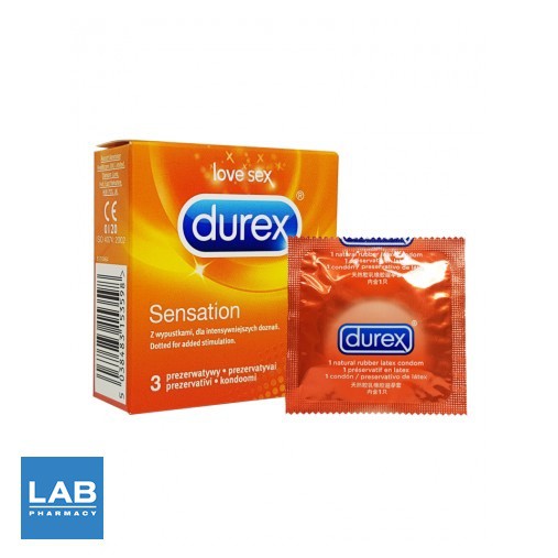 Durex Sensation 3 ชิ้น 52 มม. - ถุงยางอนามัย ชนิดผิวไม่เรียบ แบบปุ่ม - labpharmacy_officialshop ...