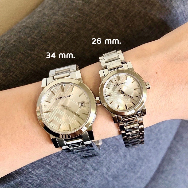 นาฬิกาผู้หญิง BURBERRY Silver Check Stamped Dial - Silver รุ่น BU9144 ...