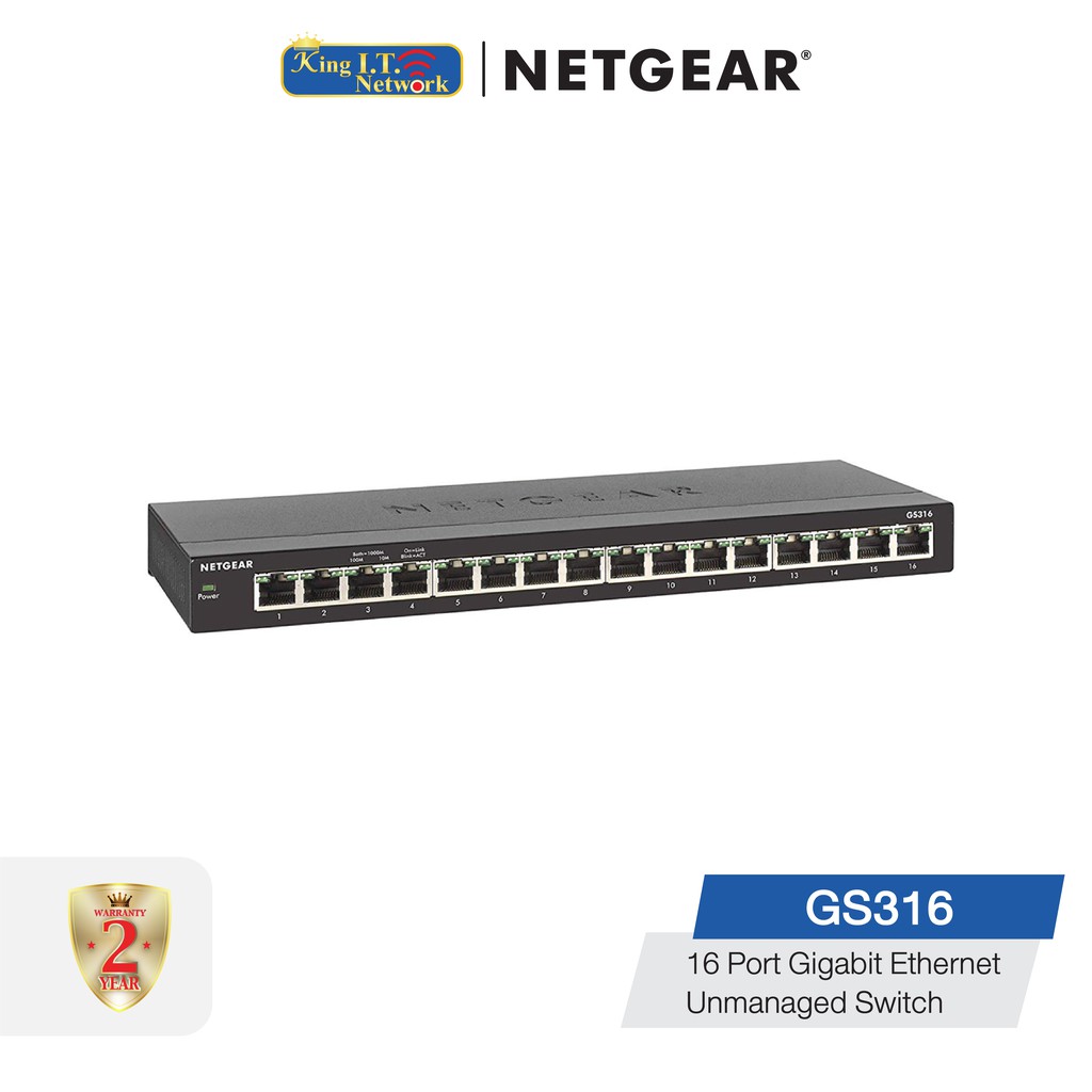NETGEAR (GS316) 16-Port SOHO Gigabit Ethernet Switch - Desktop, Fanless ...