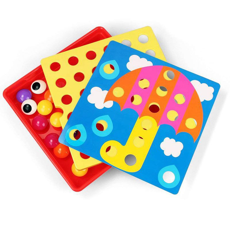 Button Art Color Matching Pegboard Puzzles Early Learning Educational ...