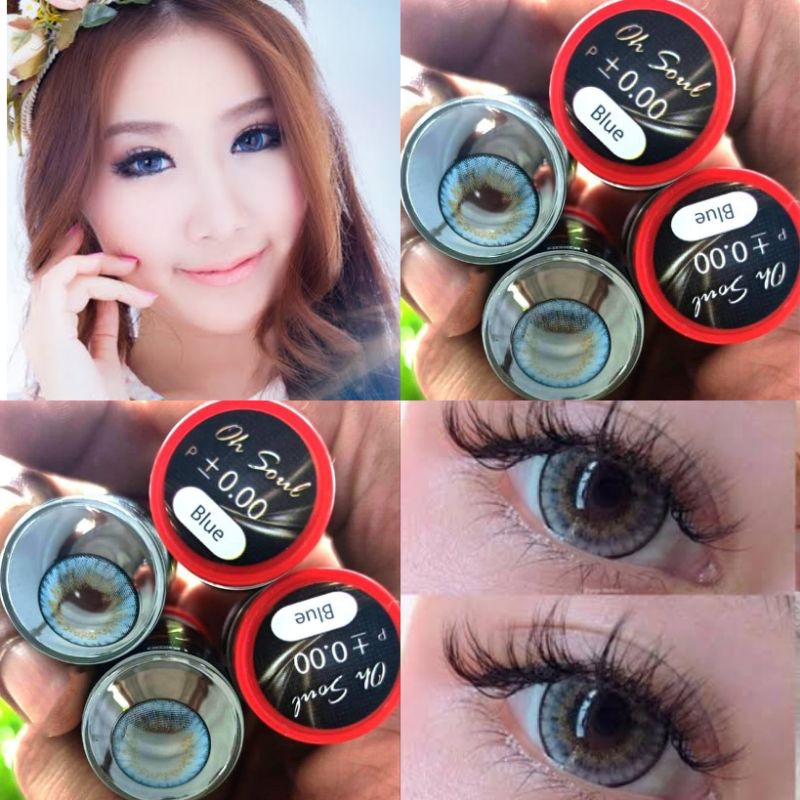 คอนแทคเลนส์ บิ๊กอาย ตาโต รุ่น Oh soul สีฟ้าBlue ฝาแดงตรงรุ่น by pitchy ...