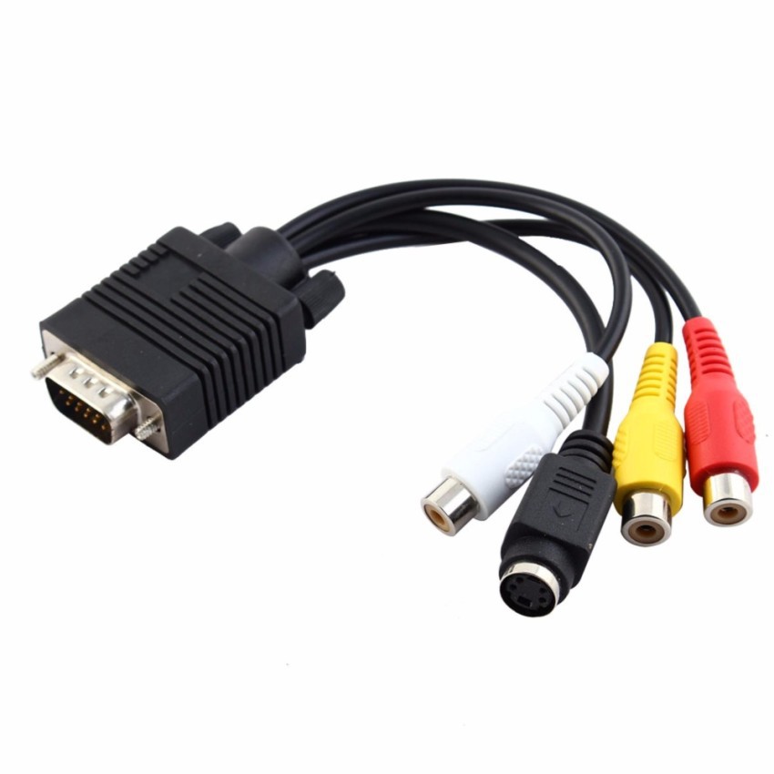 VGA TO AV S-Video 3 RCA Converter Cable (Black) - qi_sh0p - ThaiPick