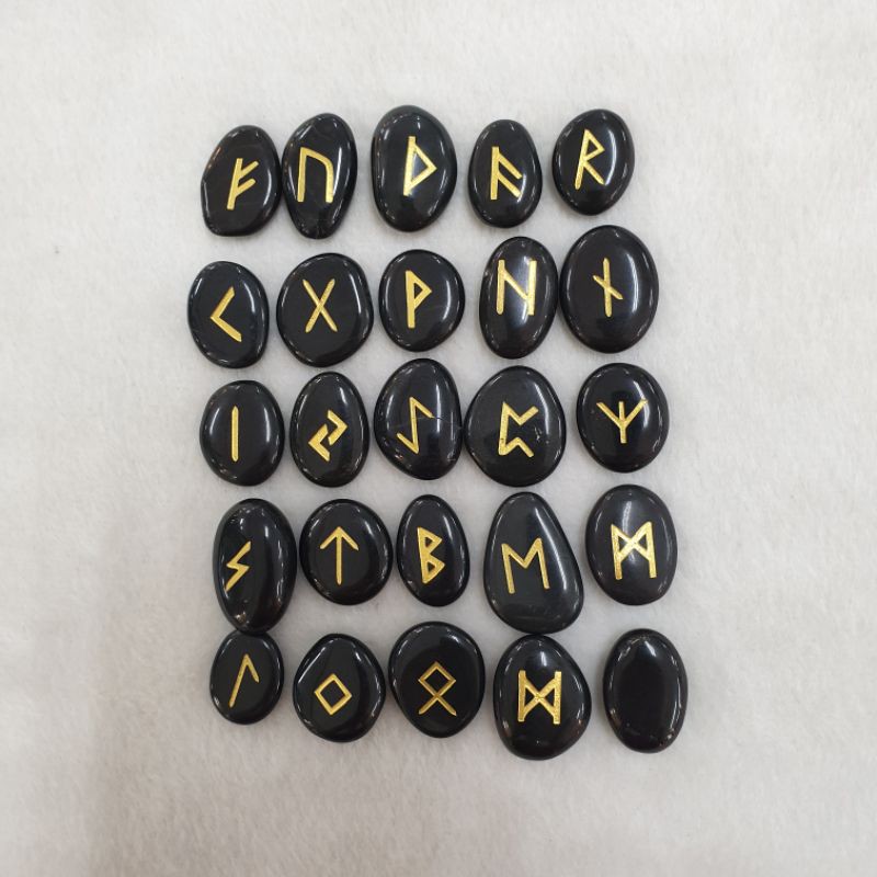 อักษรรูนส์ อักษรรูน runes หินแบล็คทัวร์มาลีน (Black Tourmaline ...